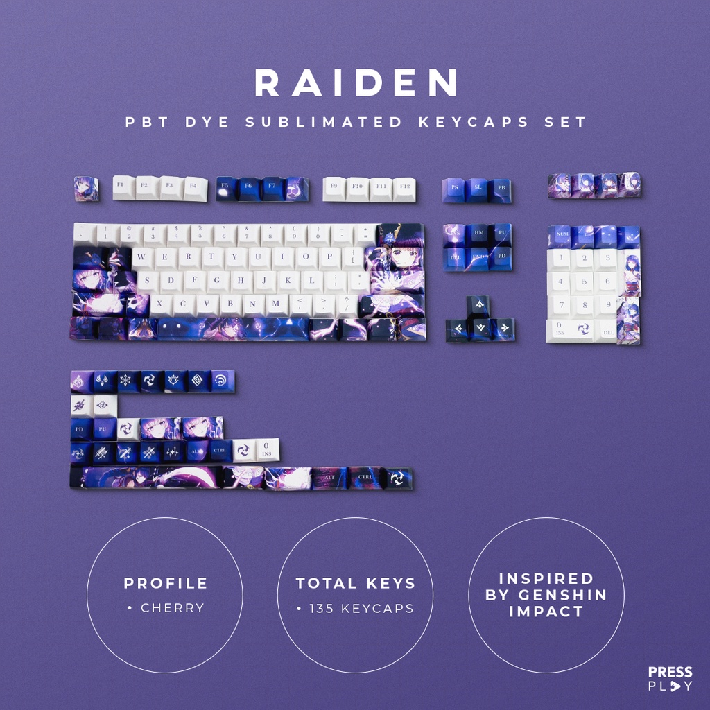 Jual Genshin Impact RAIDEN SHOGUN PBT Dye Sub Keycaps Mechanical ...