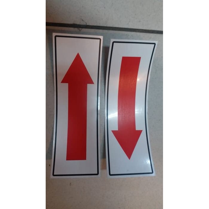 Jual SIGN LABEL STICKER KECIL PENJUNJUK PANAH ARAS MERAH 15X5CM ...