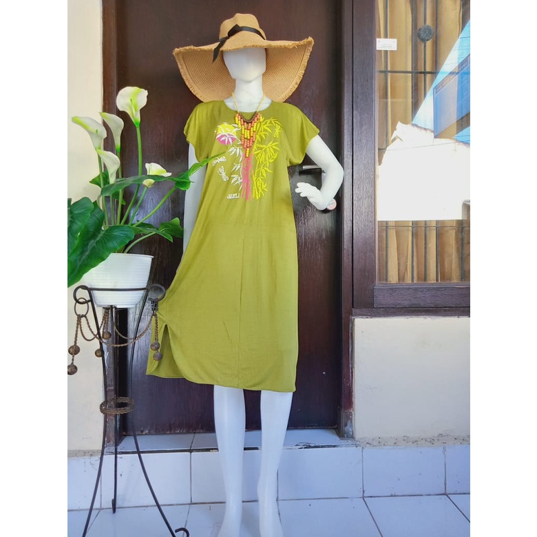 Jual Daster Dress Midi Bambu Bahan Rayon Halus Adem Elastis Khas Bali ...