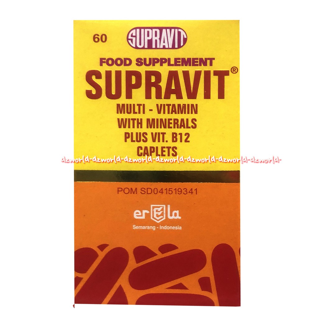 Jual Supravit Multivitamin With Minerals Vitamin B12 Suplemen Untuk Kesehatan Tubuh Isi 60Tablet ...