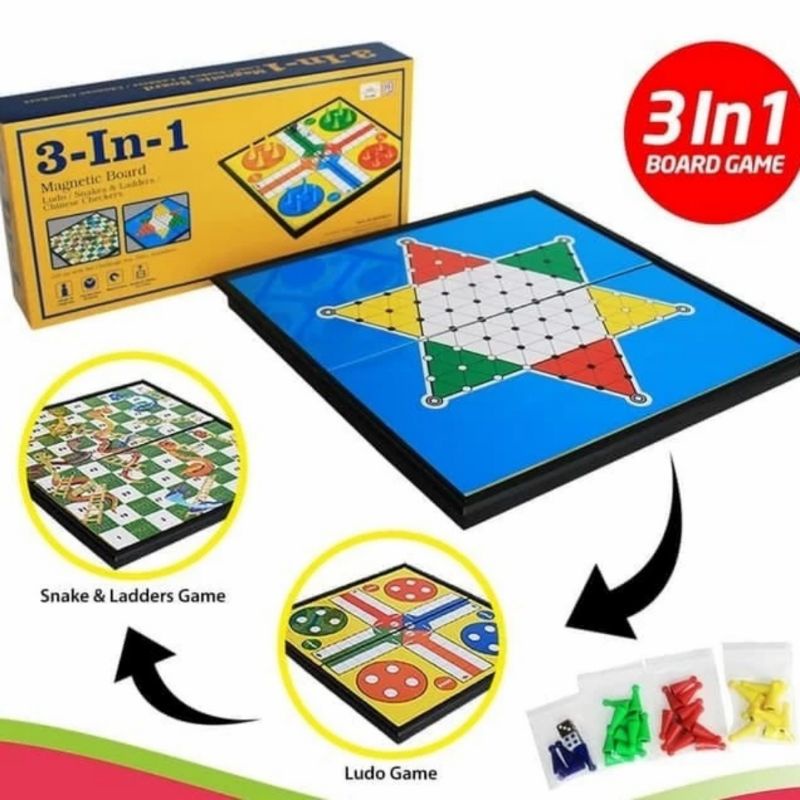 Jual Magnetic Board Game Jumbo / 3 in 1 Magnetic - Ludo, Ular Tangga ...