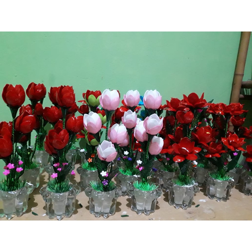 Jual Bunga Akrilik bunga mawar rose+ pot bunga -hiasan ruang tamu ...