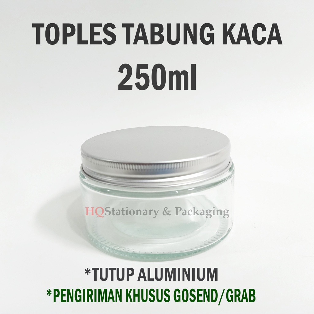 Jual Toples Tabung Kaca 250 ml Tutup Aluminium Jar Beling 250ml ...