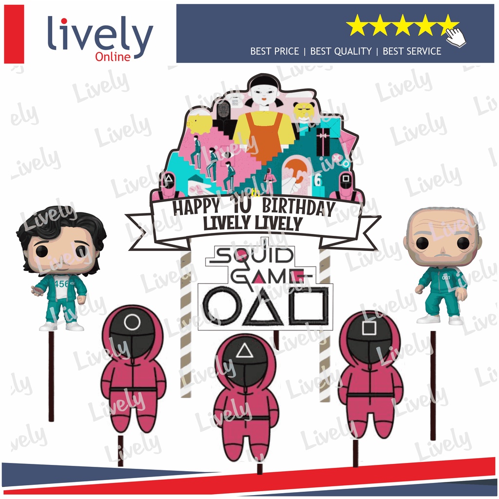 Jual CUSTOM NAMA CAKE TOPPER KARAKTER SQUID GAME HIASAN KUE ULANG TAHUN ...