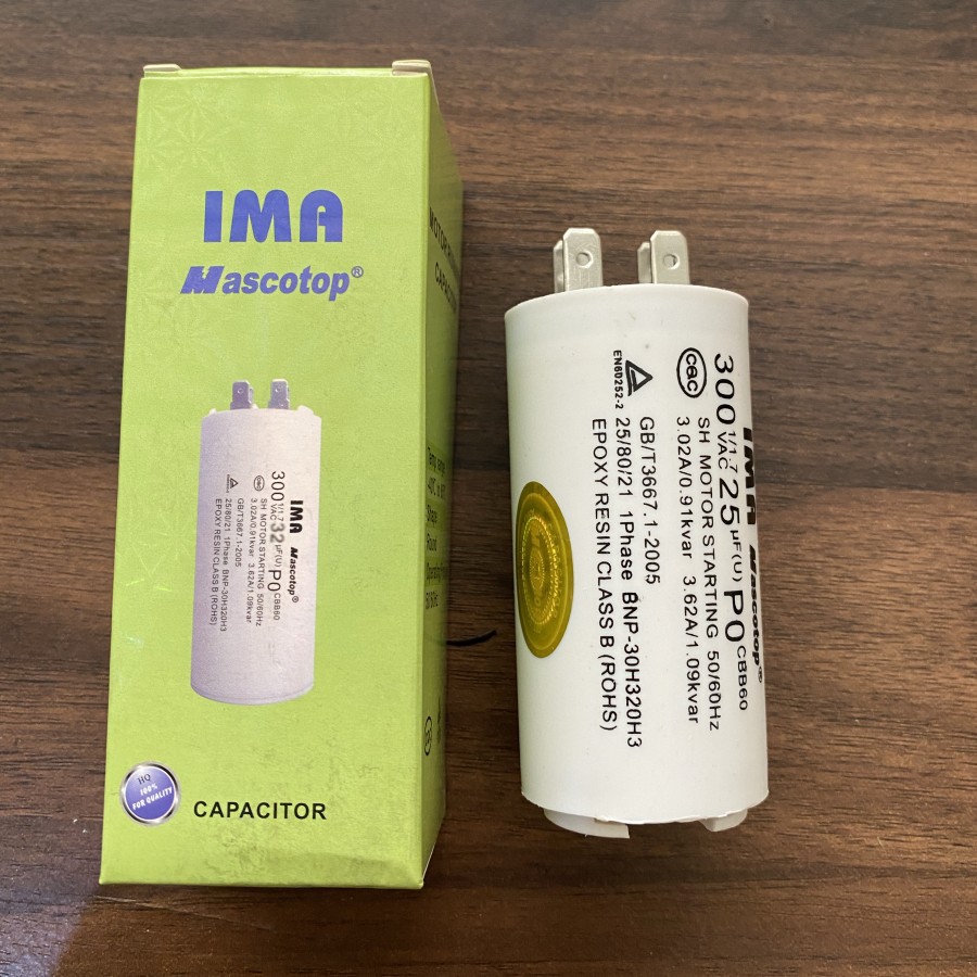 Jual Kapasitor Starting Kulkas 25UF 300V IMA Mascotop Capacitor ...