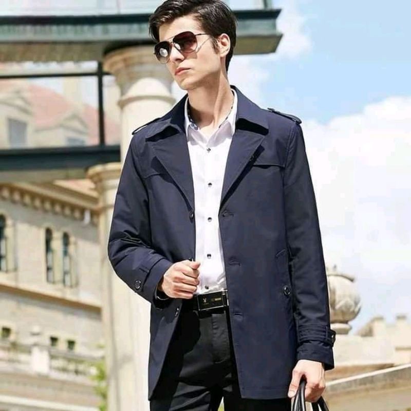 Jual jas panjang pria model korea long coats bahan katun | Shopee Indonesia