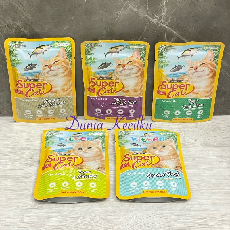 Jual Super Cat Pouch Wetfood Supercat Makanan Basah Kucing 85gr ...