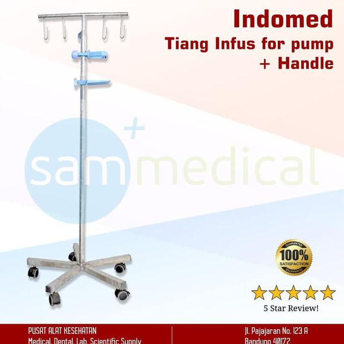 Jual INDOMED TIANG INFUS FOR PUMP STAINLESS + HANDLE / INFUSION STAND ...