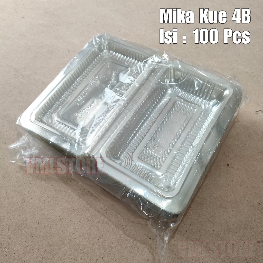 Jual (ISI 100) Mika Kue 4B / Tray Plastik Kemasan Makan Ukuran 4A 4XC 4B | Shopee Indonesia