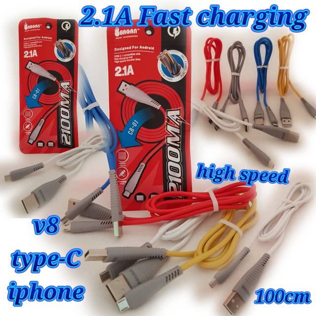 Jual Kabel Data Type C, Micro USB, IPH / Lightning Bagan Panjang 100 cm ...