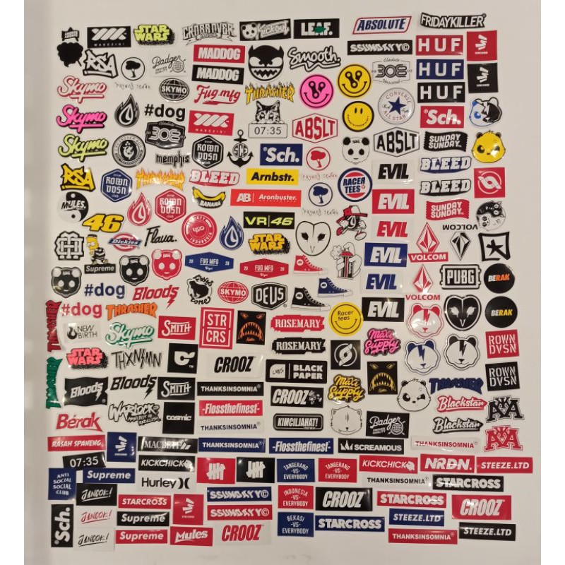 Jual RANDOM Stiker brand / stiker distro / isi 40 pcs vinyl lokal luar ...