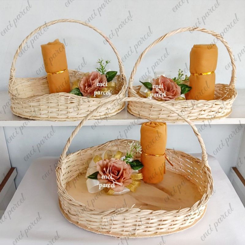 Jual Keranjang Rotan oval 1set 3pcs parcel hantaran seserahan jinjing ...