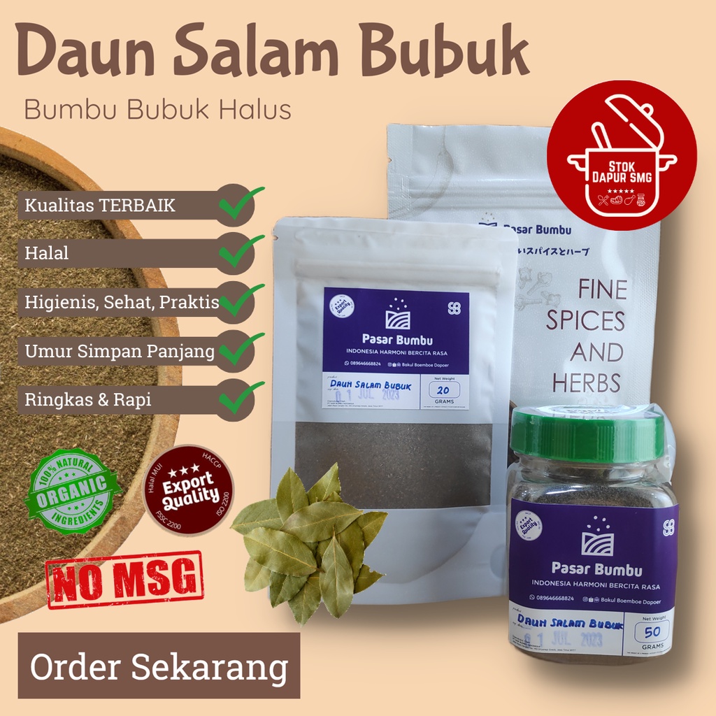 Jual Pasar Bumbu Daun Salam Bubuk Halus / Bayleaf Powder Pouch Refill ...