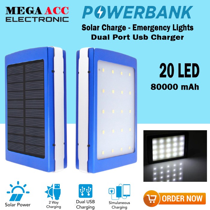 Jual Power Bank Solar With Lampu Emergency 20 LED | Shopee Indonesia