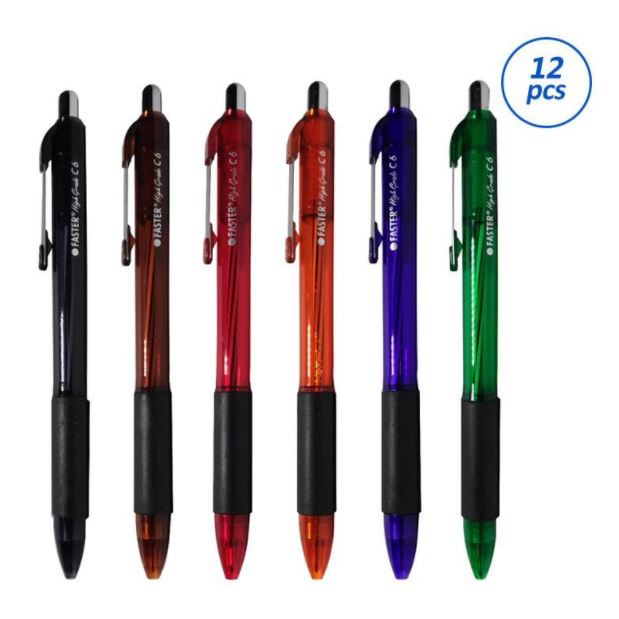 Jual (12pc) PULPEN FASTER C6 / PEN / BOLPOIN FASTER C6 CETEK | Shopee ...