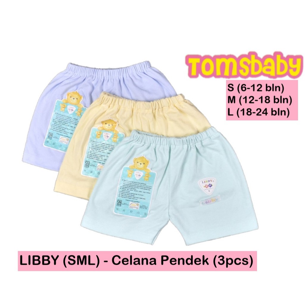 Jual [TOMS] [5-9kg] LIBBY (3pcs) Celana Pendek Anak Segiempat WARNA POLOS (SML Kecil) | Shopee ...