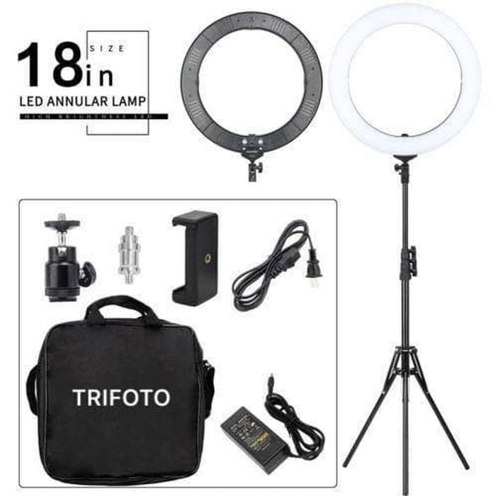 Jual Ringlight LED Trifoto 18 Bi-Color Ring Light 2 Warna Ringligh ...