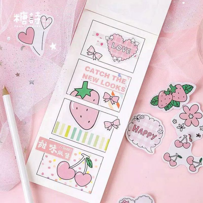 Jual sticker pink/sticker kawaii/sticker aesthetic/sticker scrapbook ...
