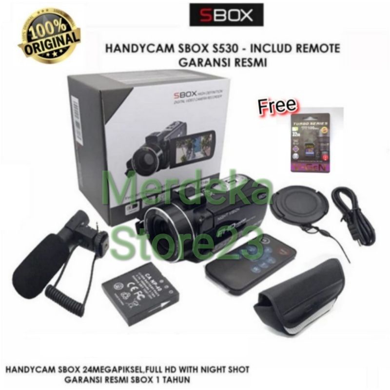 Jual Handycam SBOX S530 FullHD 24.0MP ~ Camera Recorder Free Mic + 32GB ...