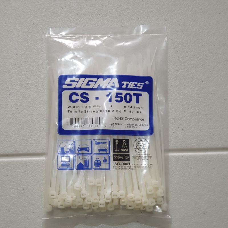 Jual Kabel Tis Ties / Sigma Ties CS 150-T PUTIH - Panjang 15 cm Lebar 3 ...