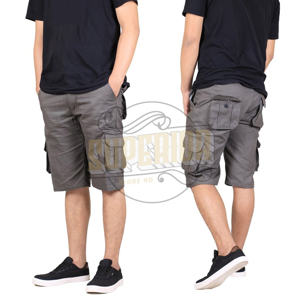 Jual Celana Pendek Kargo Pria PDL Gunung Short Cargo Abu Grey Ukuran 27 ...