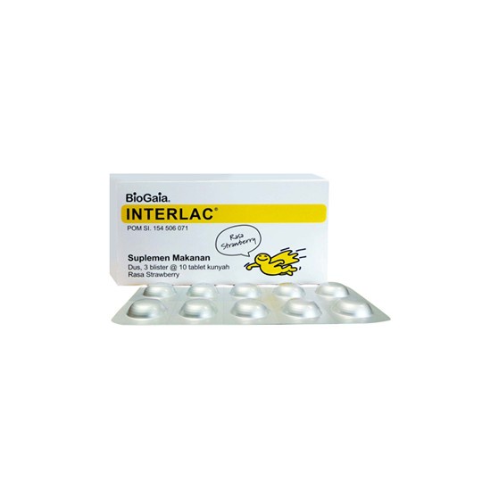 Jual INTERLAC TABLET STRAWBERRY | PER BOX | ISI 30 PCS | PROBIOTIK ...