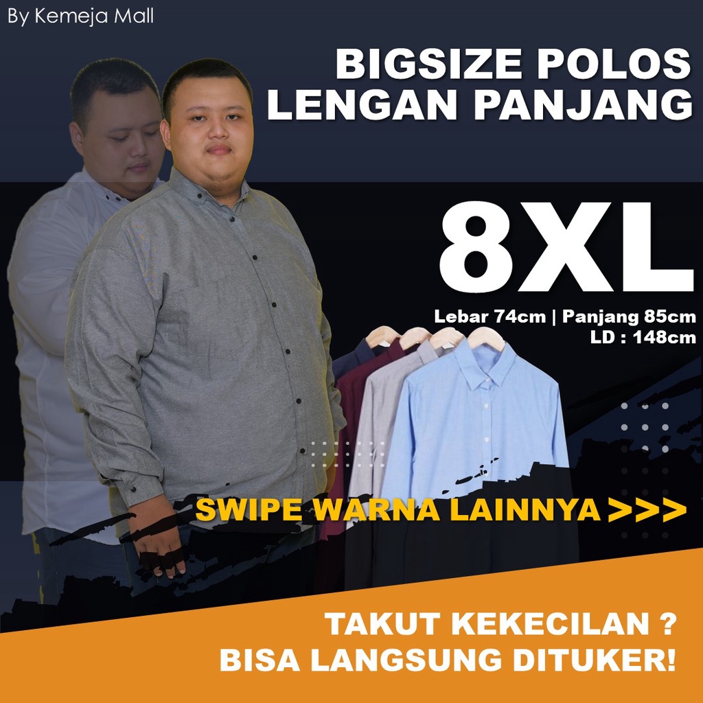 Jual Kemeja Distro Lengan Panjang Bigsize 5XL 6XL 7XL 8XL 10XL Ukuran Besar Kemeja Pria Jumbo ...
