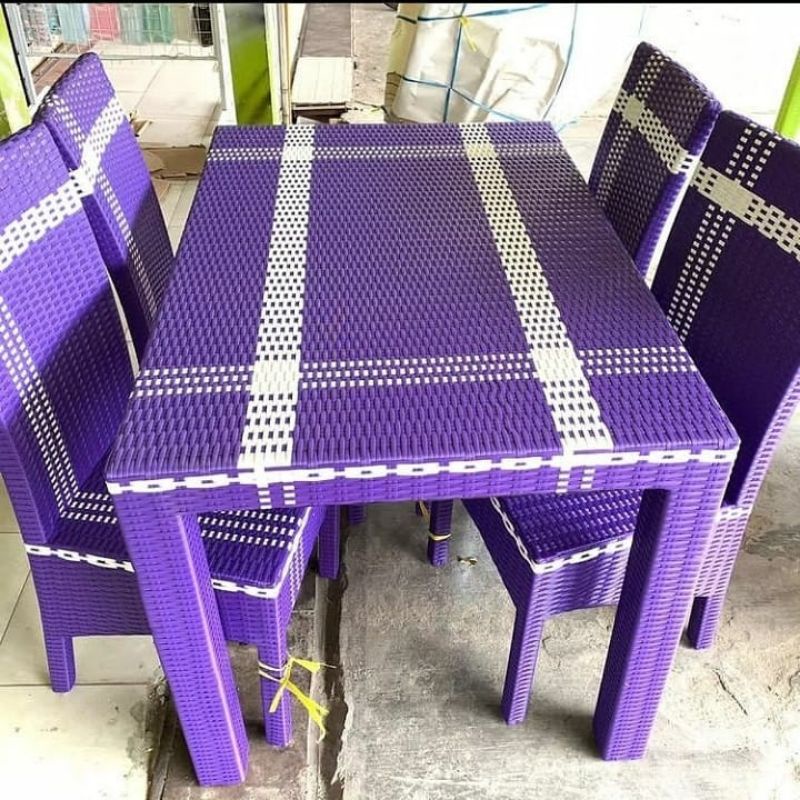 Jual Set Meja Makan Rotan Sintetis 4 Kursi | Shopee Indonesia