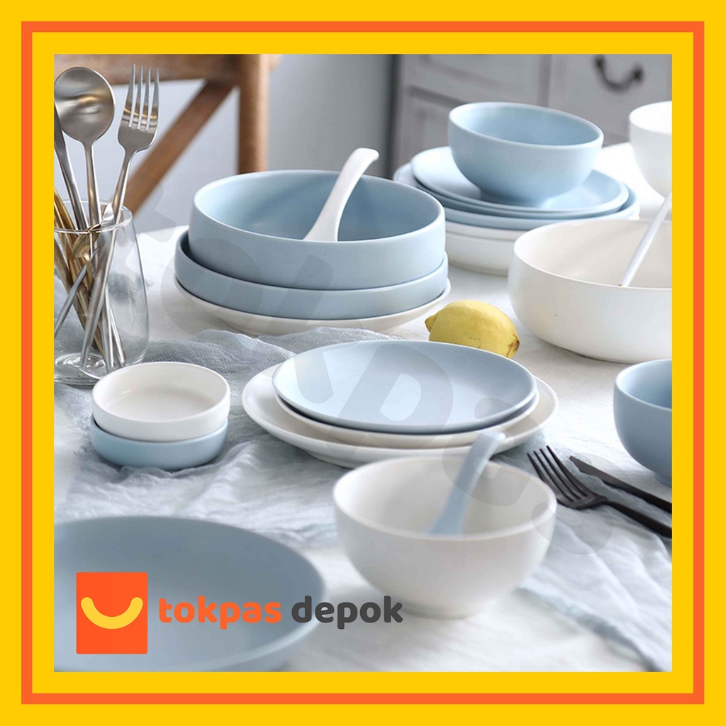 Jual Peralatan Makan Keramik Minimalis / Piring Gelas Mug Mangkok Cantik Polos Naomi Alat Makan ...