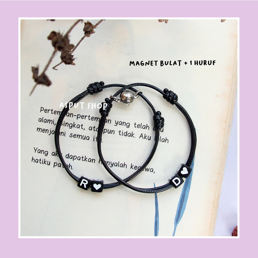 Jual (DAPAT 2) GELANG COUPLE MAGNET INISIAL HURUF /GELANG KAPEL ...