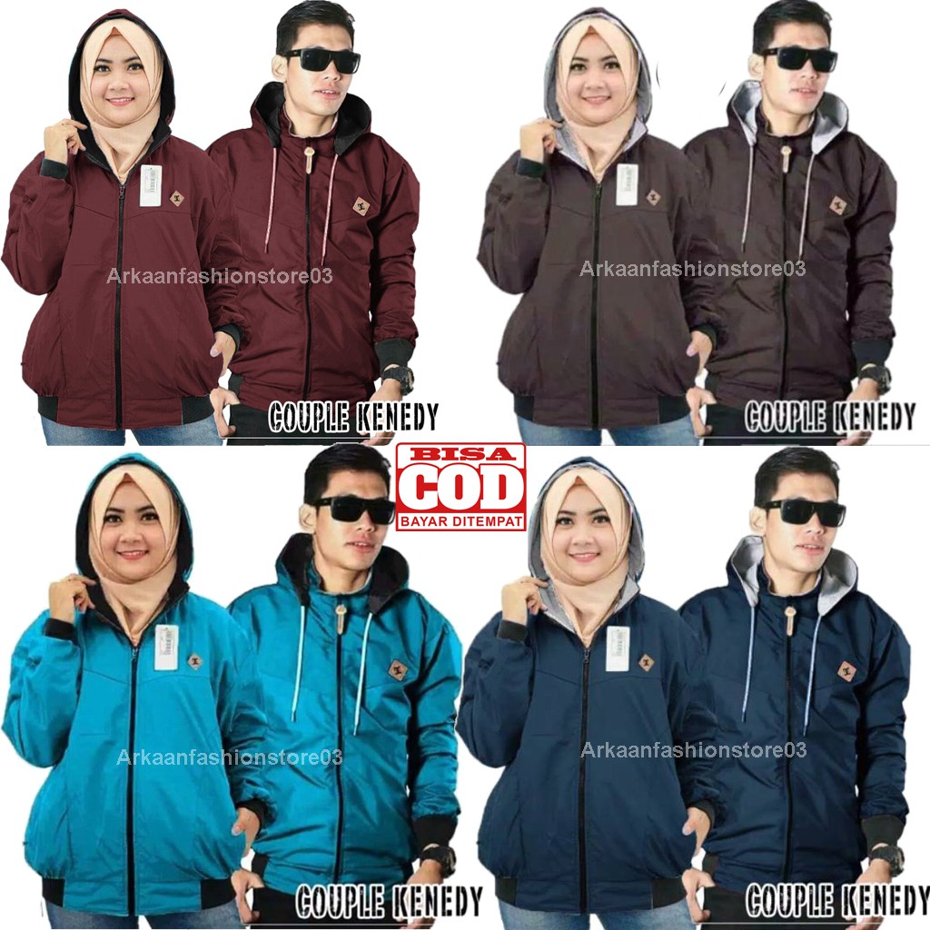 Jual SATU PAKET ISI 2 / Jaket Couple / Jaket Bolak Balik Pria Dan ...