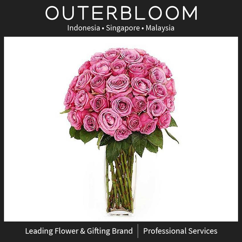 Jual Bunga Meja - 3 Dozen Of Pink Roses In A Vase | Shopee Indonesia
