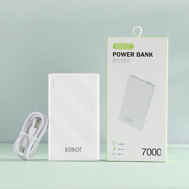 Jual Power Bank Robot Rt7500 7000Mah Wook Original PB RT-7500 | Shopee ...