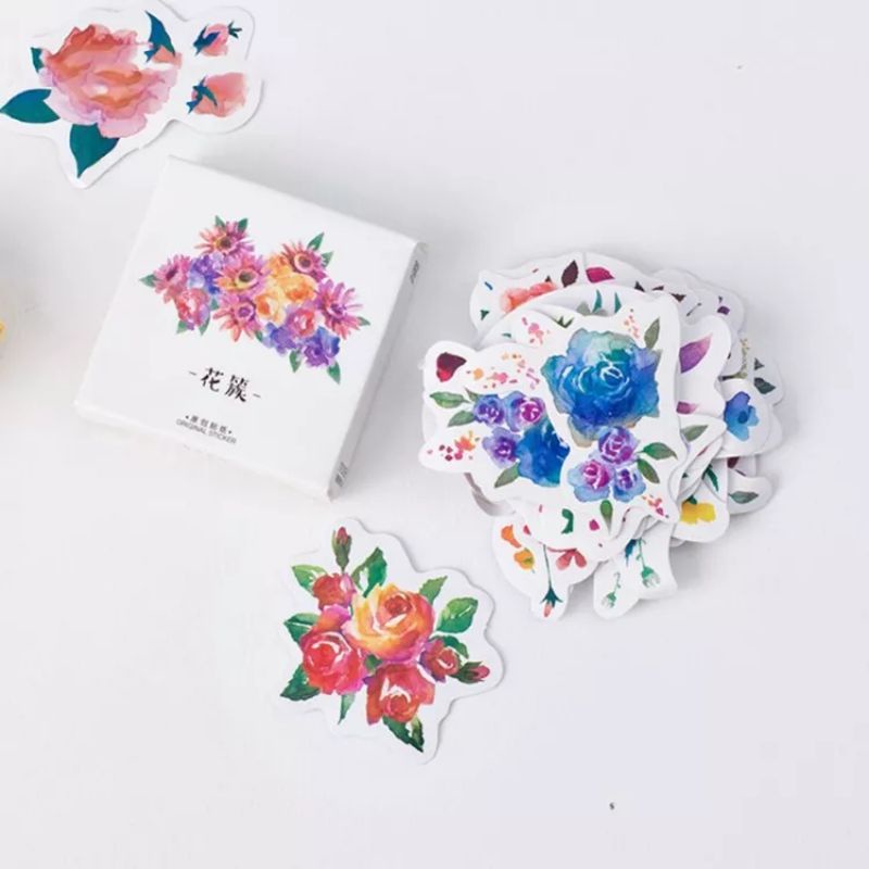 Jual Sticker Flowers Watercolor Stiker Bunga Scrapbook DIY Bujo Planner ...