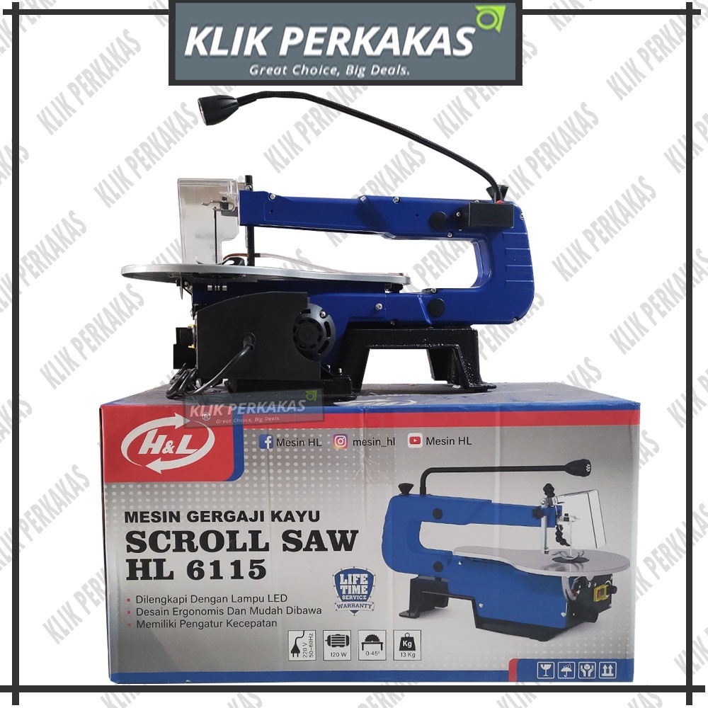 Jual Mesin Scroll Saw Gergaji Triplek 16 Inch H&L HL 6115 | Shopee Indonesia