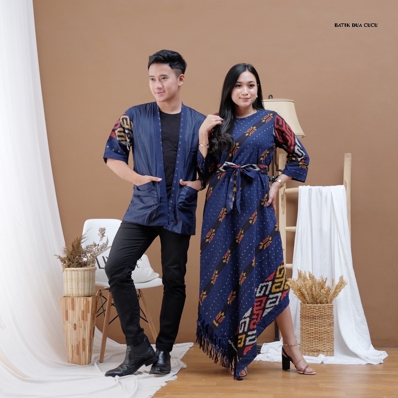 Jual COUPLE ALANA COUPLE TENUN GAMIS LANCIP NAVI BATIK DUA CUCU ...