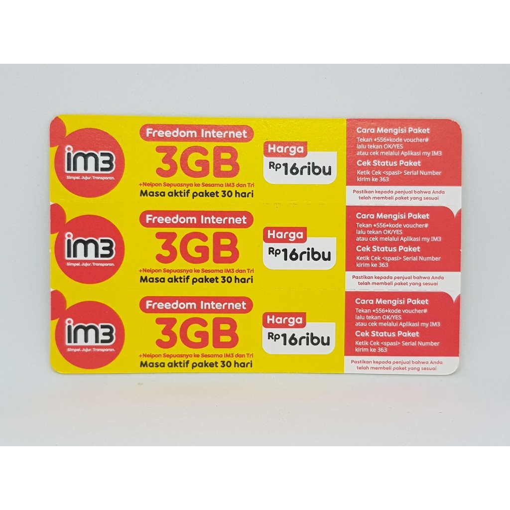 Jual Voucher Indosat Freedom INTERNET 3 GB ( JABO ) | Shopee Indonesia