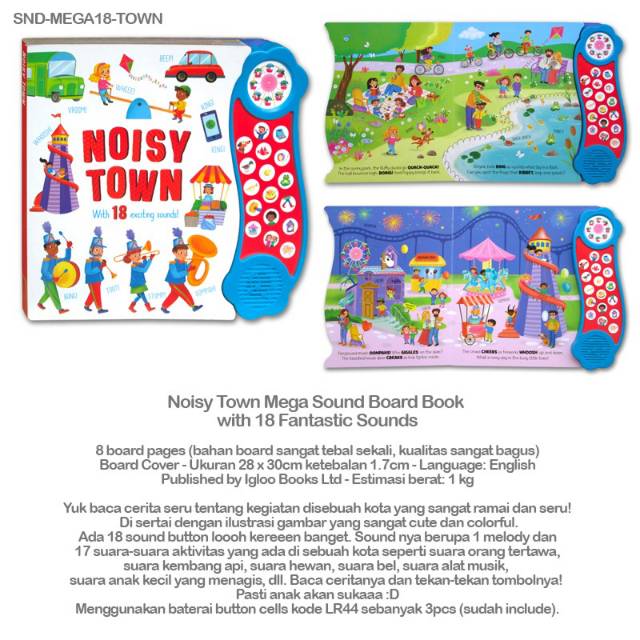 Jual Noisy Town Mega Sound Board Book with 18 Fantastic Sounds | Shopee Indonesia