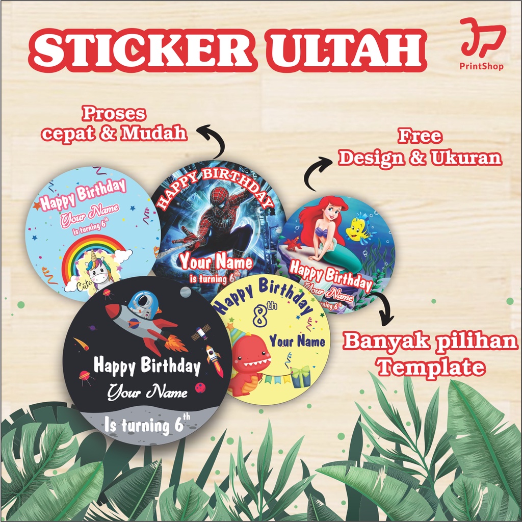 Jual Sticker Ulang Tahun Anak Bulat I Stiker Ultah Murah I Free Design ...