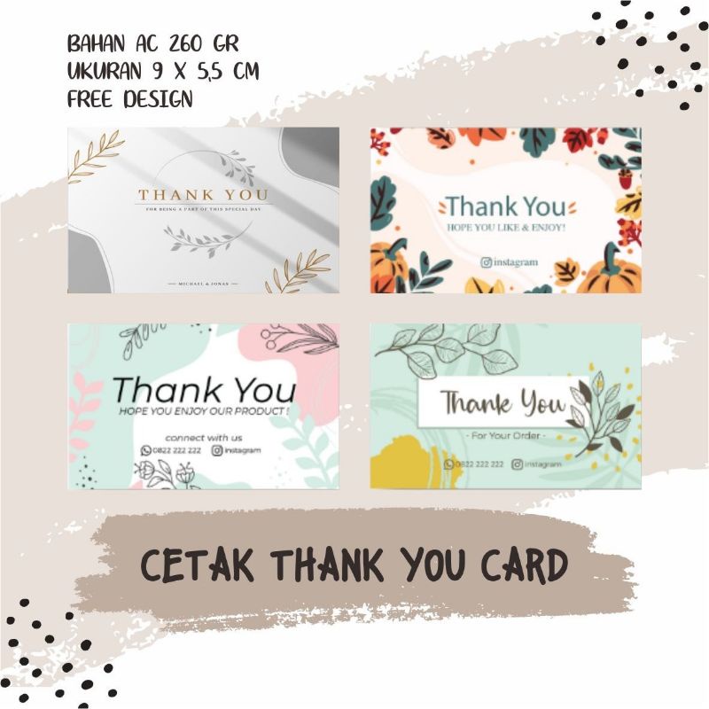 Jual CETAK THANK YOU CARD & KARTU UCAPAN CUSTOM MURAH | Shopee Indonesia