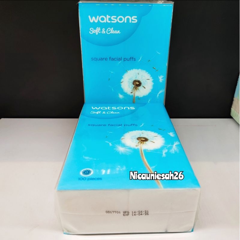 Jual Watsons Square Facial Puffs 100 pcs / kapas wajah isi 100 Pcs ...