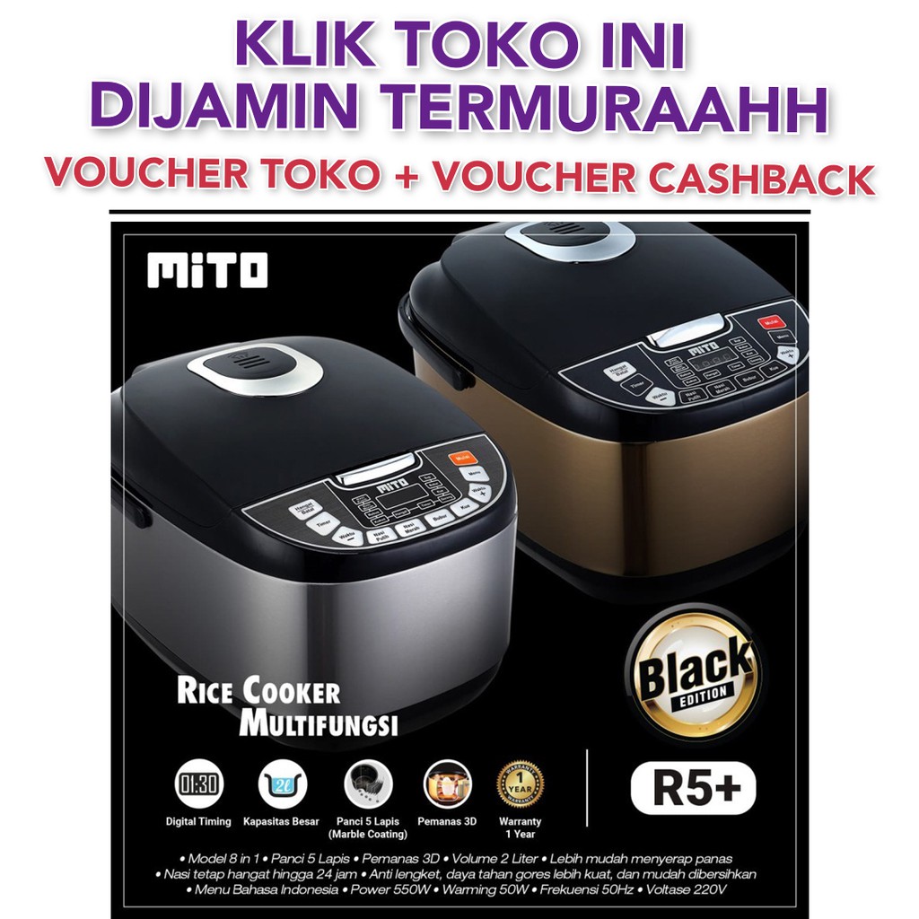 Jual Mito Digital Rice Cooker R5+ R5 R-5 Black Edition GARANSI RESMI - Gold / Silver | Shopee ...