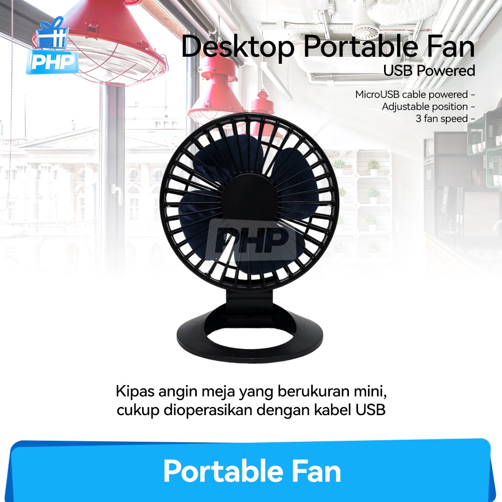 Jual #PHP Kipas Angin Portable Mini Electric Desktop Fan (USB Powered ...