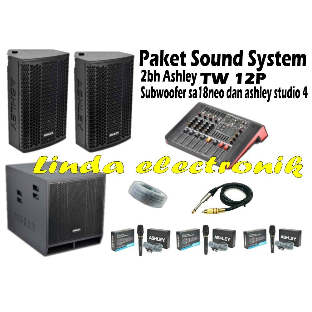Jual paket sound system ashley TW12p subwoofer sa18neo 18 inch studio 4 ...