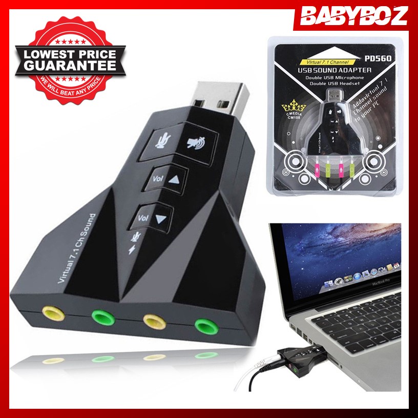 Jual BABYBOZ - TISHRIC USB 2.0 to Virtual 7.1 Channel Audio Sound Card Adapter with China ...