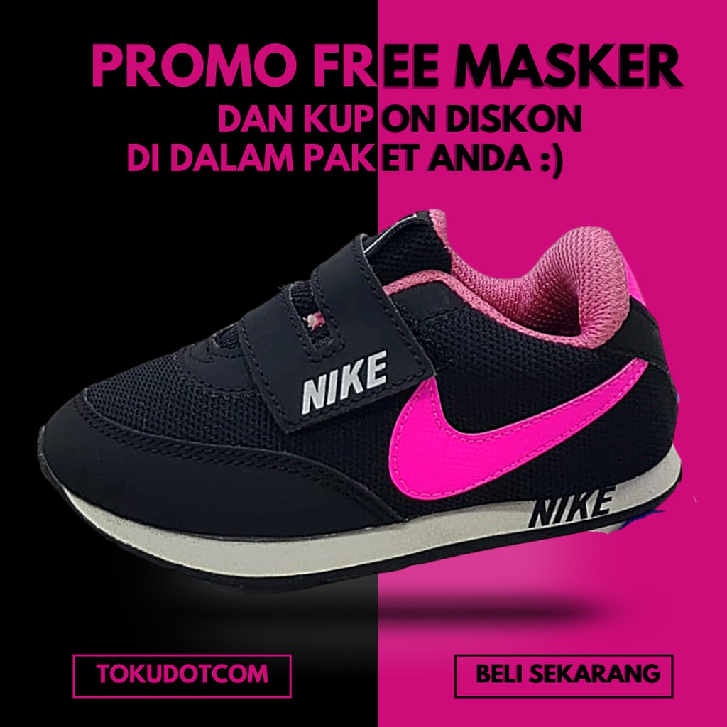 Jual SEPATU ANAK CEWEK HITAM PINK MODEL PEREKAT / SEPATU ANAK PEREMPUAN ...