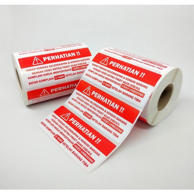 Jual PROMO SPESIAL Sticker Label Perhatian Video Unboxing 8,5 x 3,5 cm ...