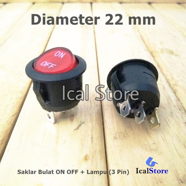 Jual Saklar Switch ON-OFF Bulat Lampu Merah 3 Kaki Pin | Shopee Indonesia