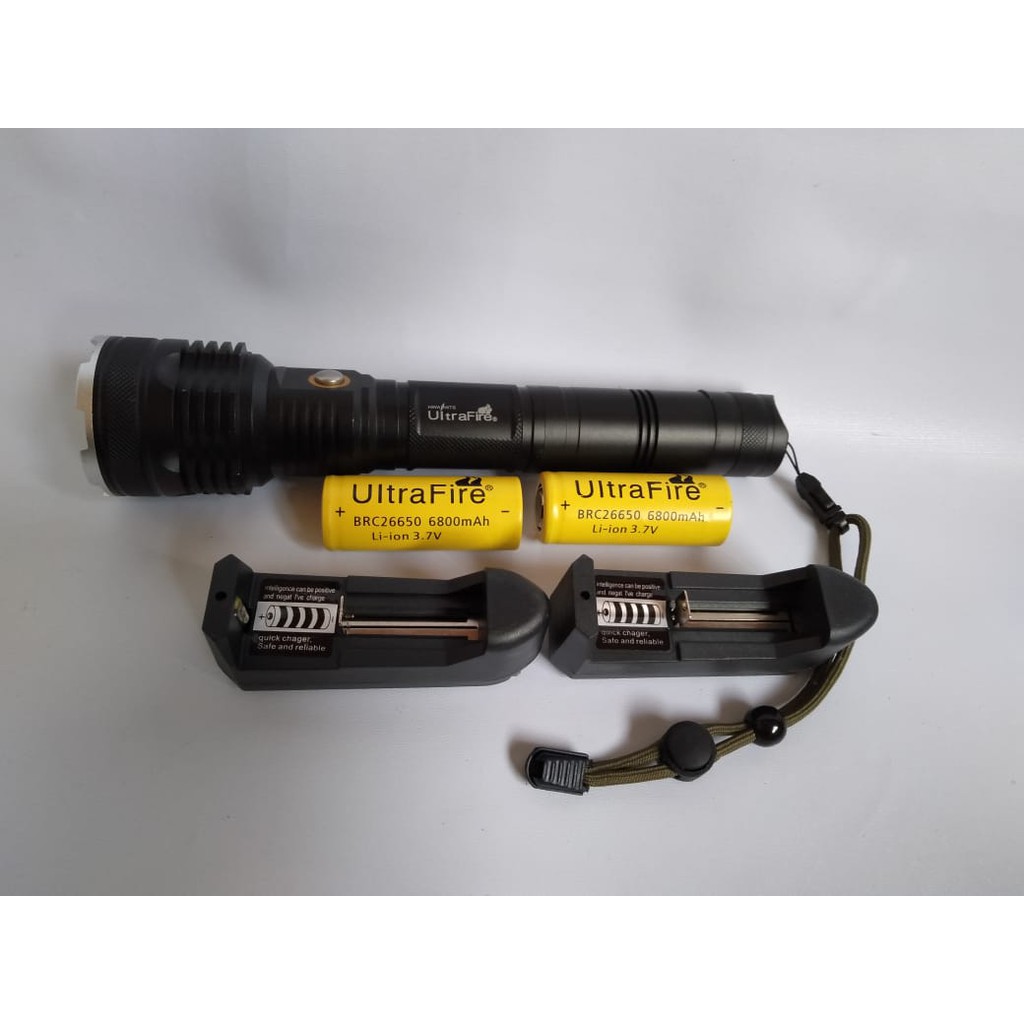 Jual Senter LED sinar kuning besar panjang ultrafire Cree baterai cas ...