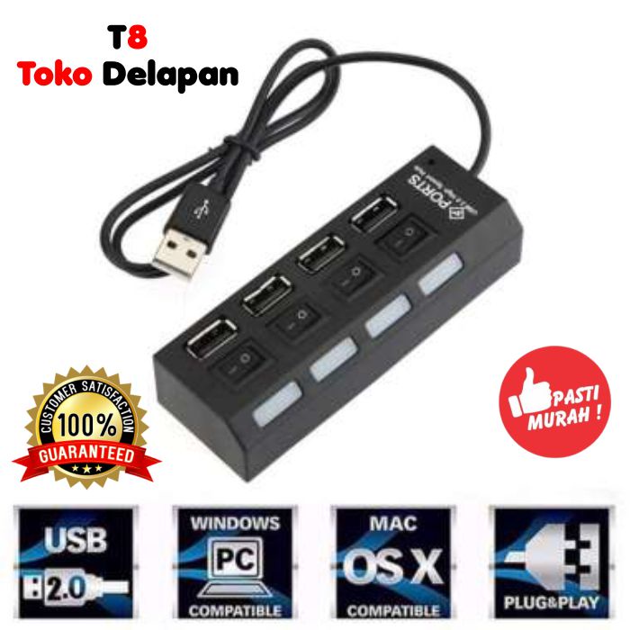 Jual USB HUB Saklar 4 Port in 1 dalam 1 On Off 50 cm 4 High Speed output | Shopee Indonesia